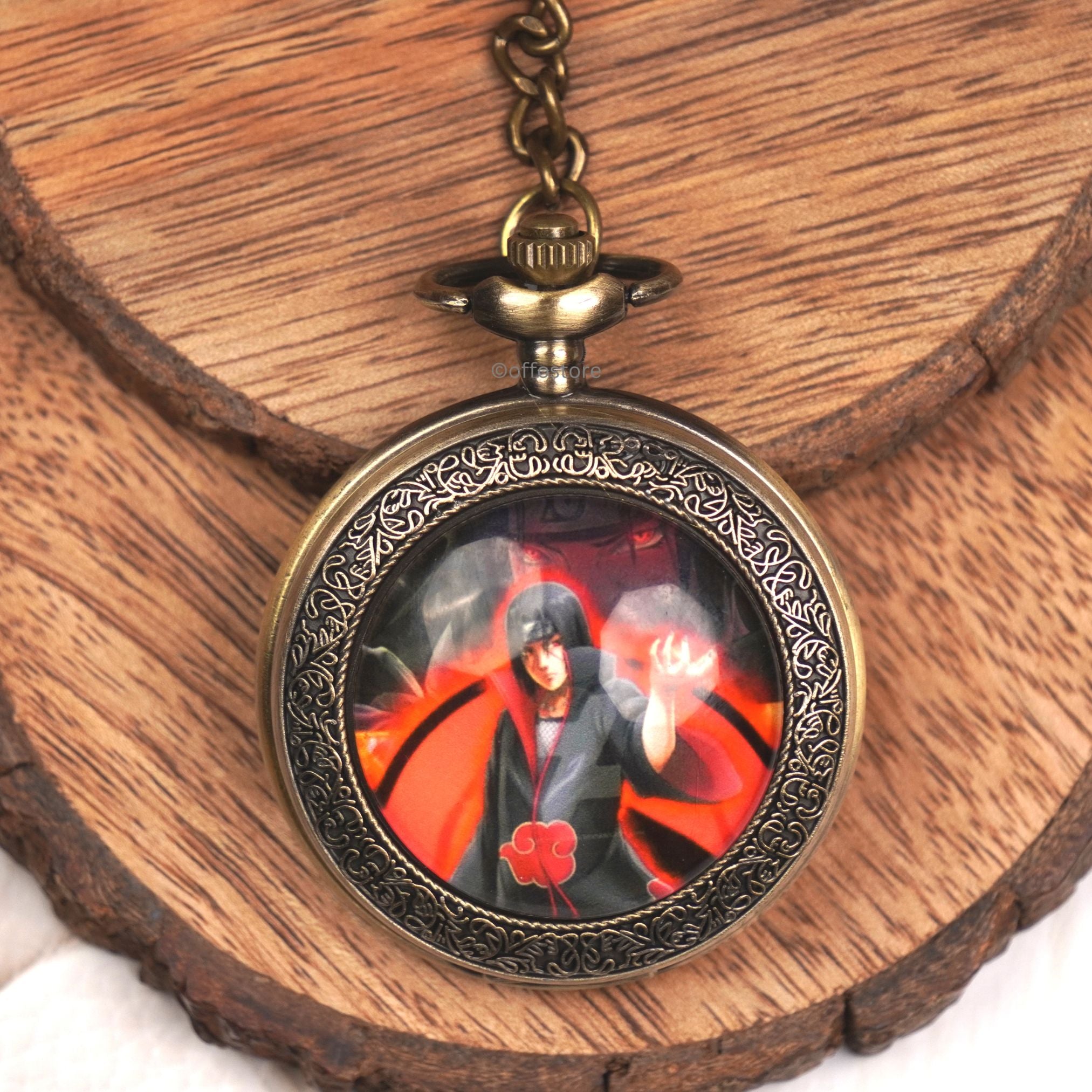 Naruto Anime Itachi Uchiha Pocket Watch Keycahin