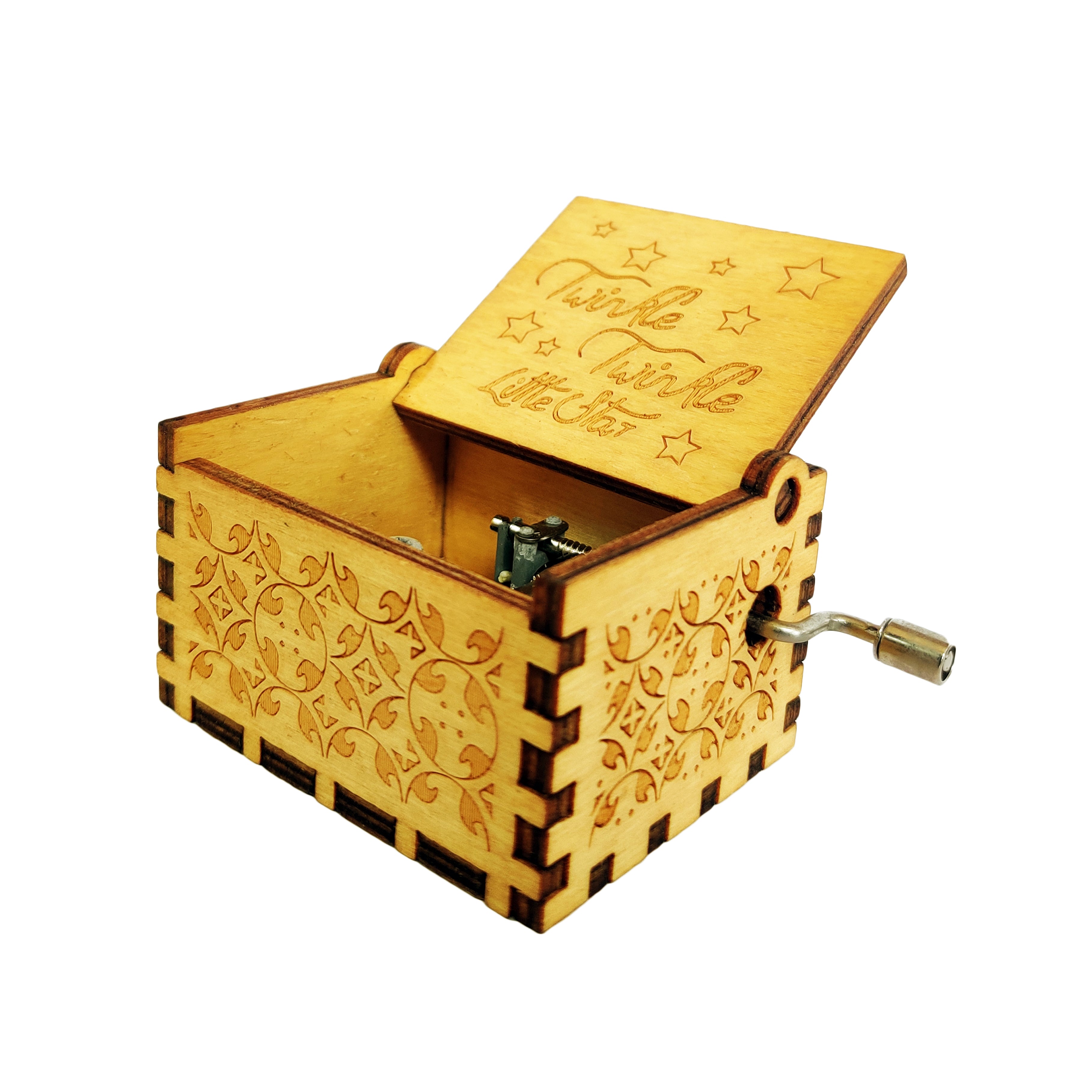 Twinkle Twinkle Little Star Wooden Hand Cranked Engraved Music Box