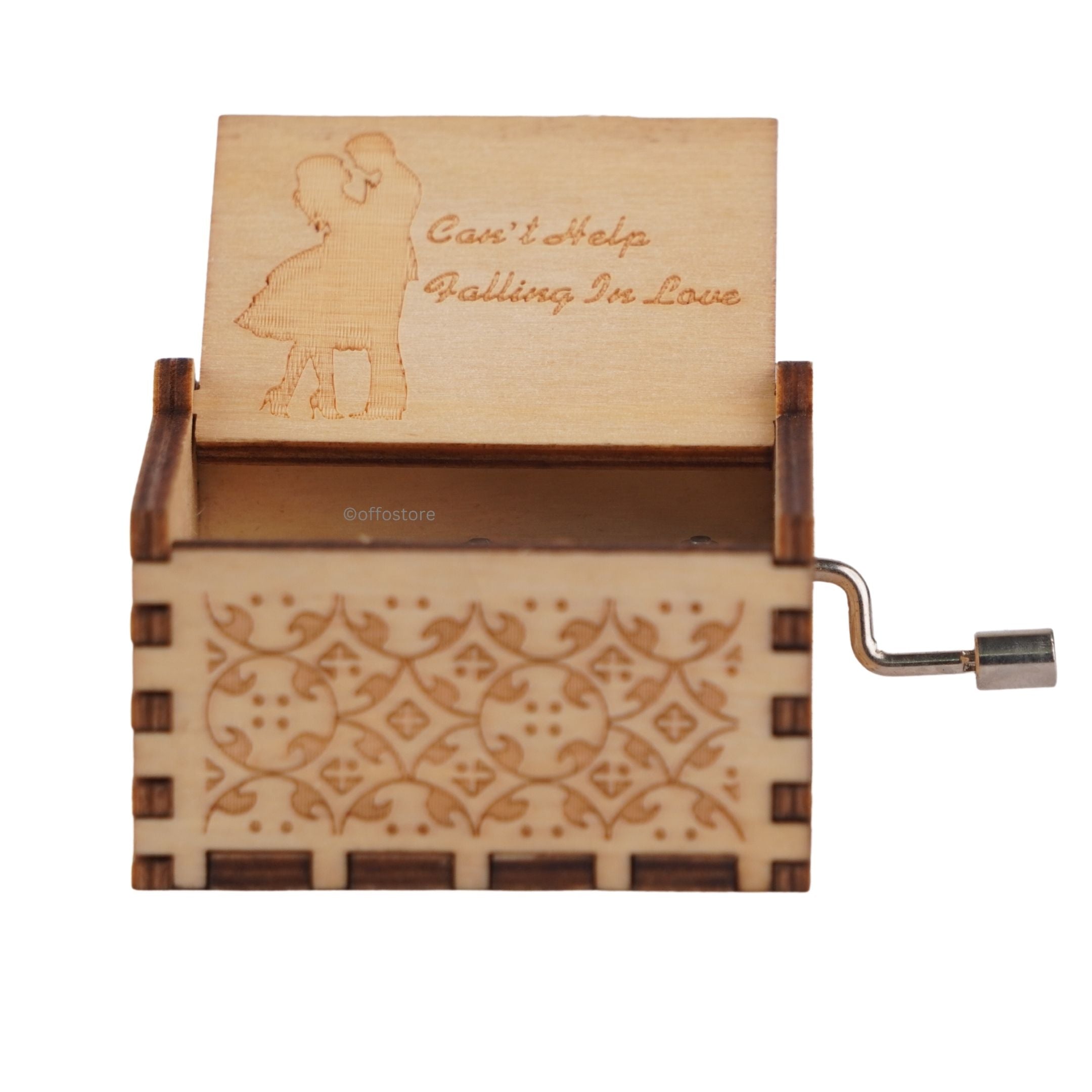 Can't Help Falling In Love Wooden Hand Cranked Engraved Music Box