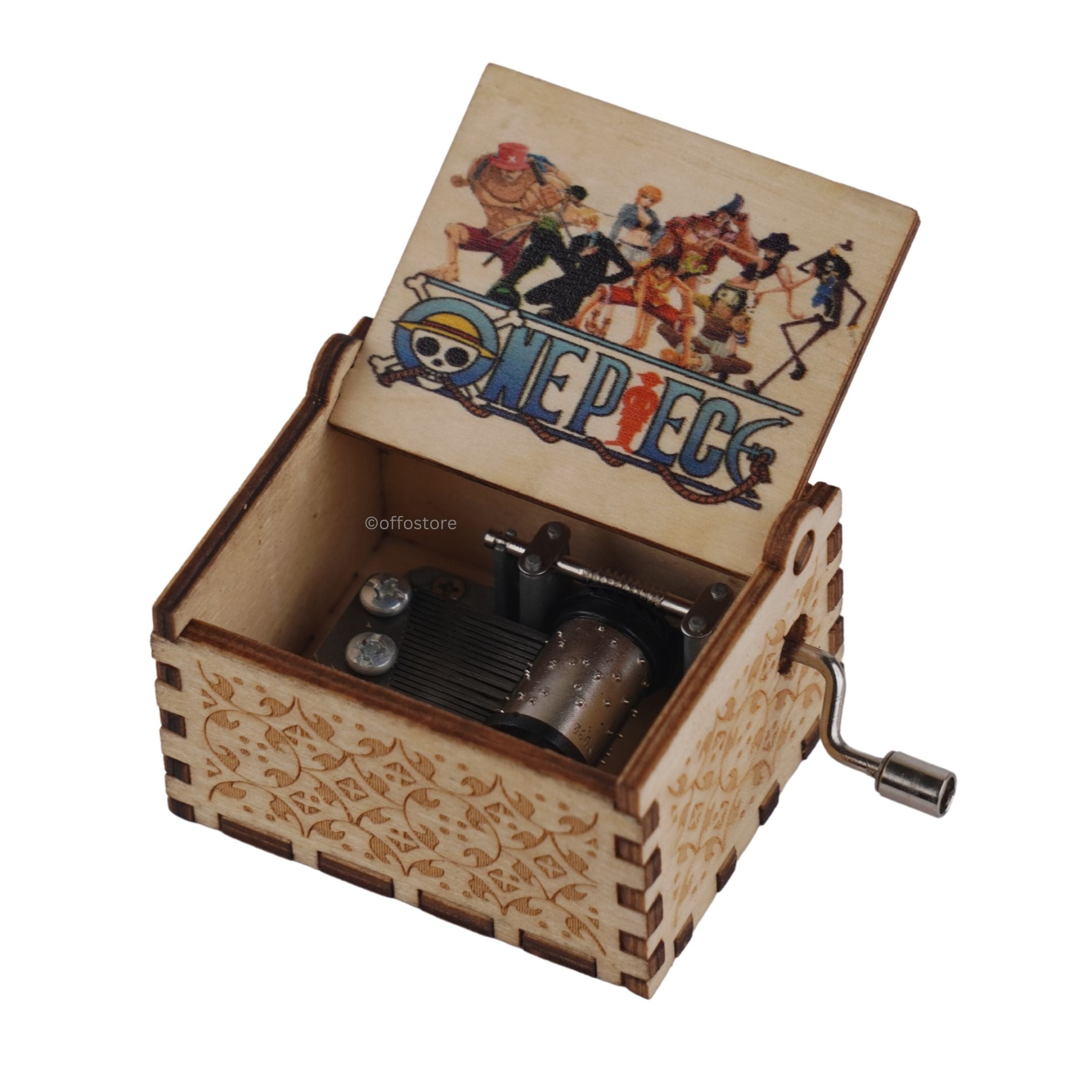One Piece Anime Wooden Hand Cranked Engraved Music Box