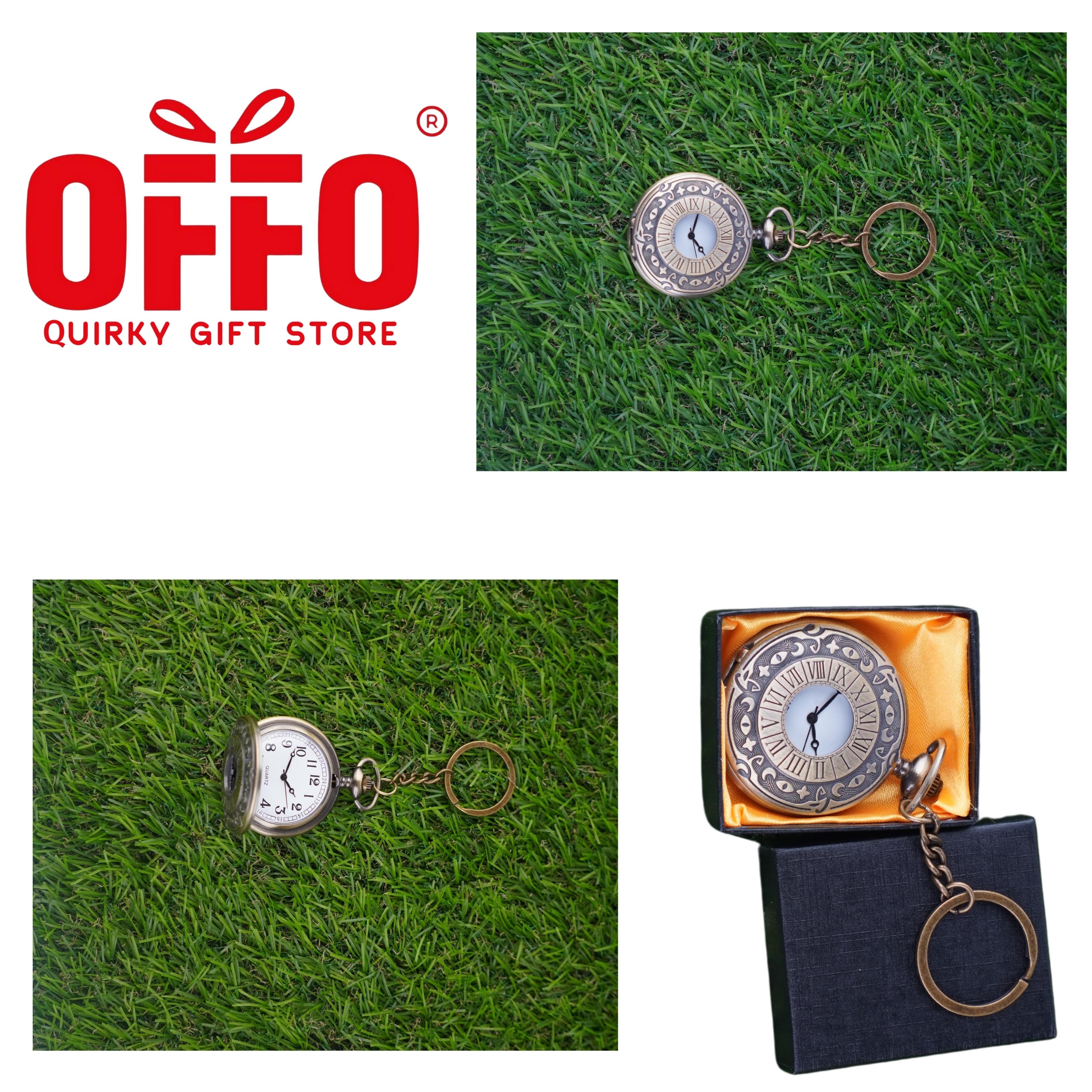 Metal Clock Design Antique Pocket Watch Keychain